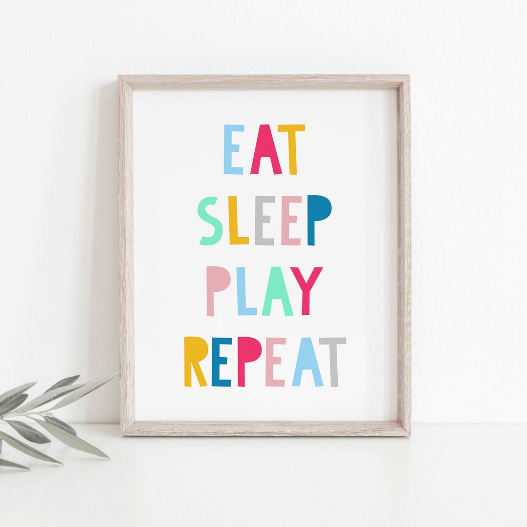 Eat Sleep Play Repeat Colorful Nursery or Playroom Print - Etsy