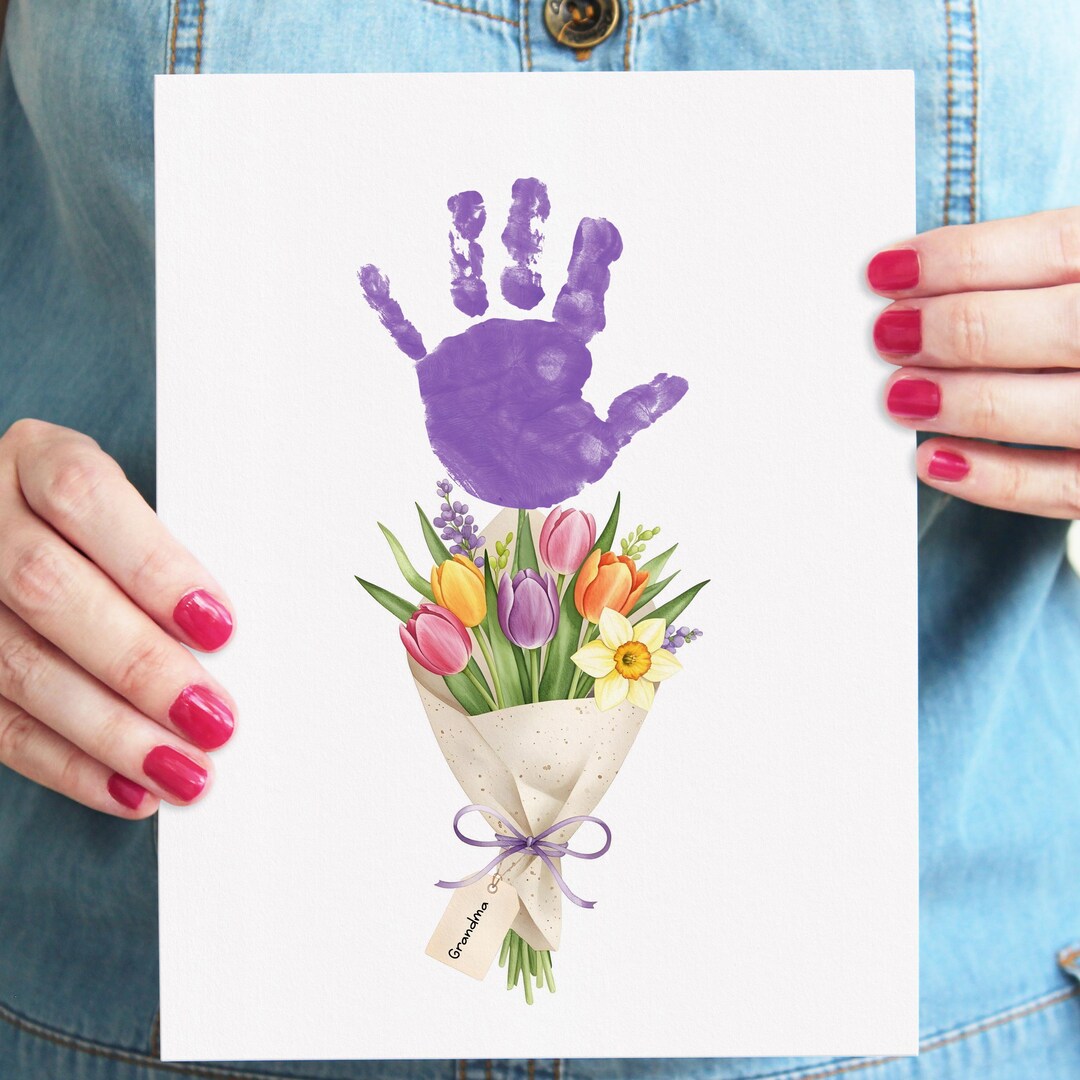 Mother’s Day Handprint Craft | DIY Tulip Bouquet Printable | Gift for ...