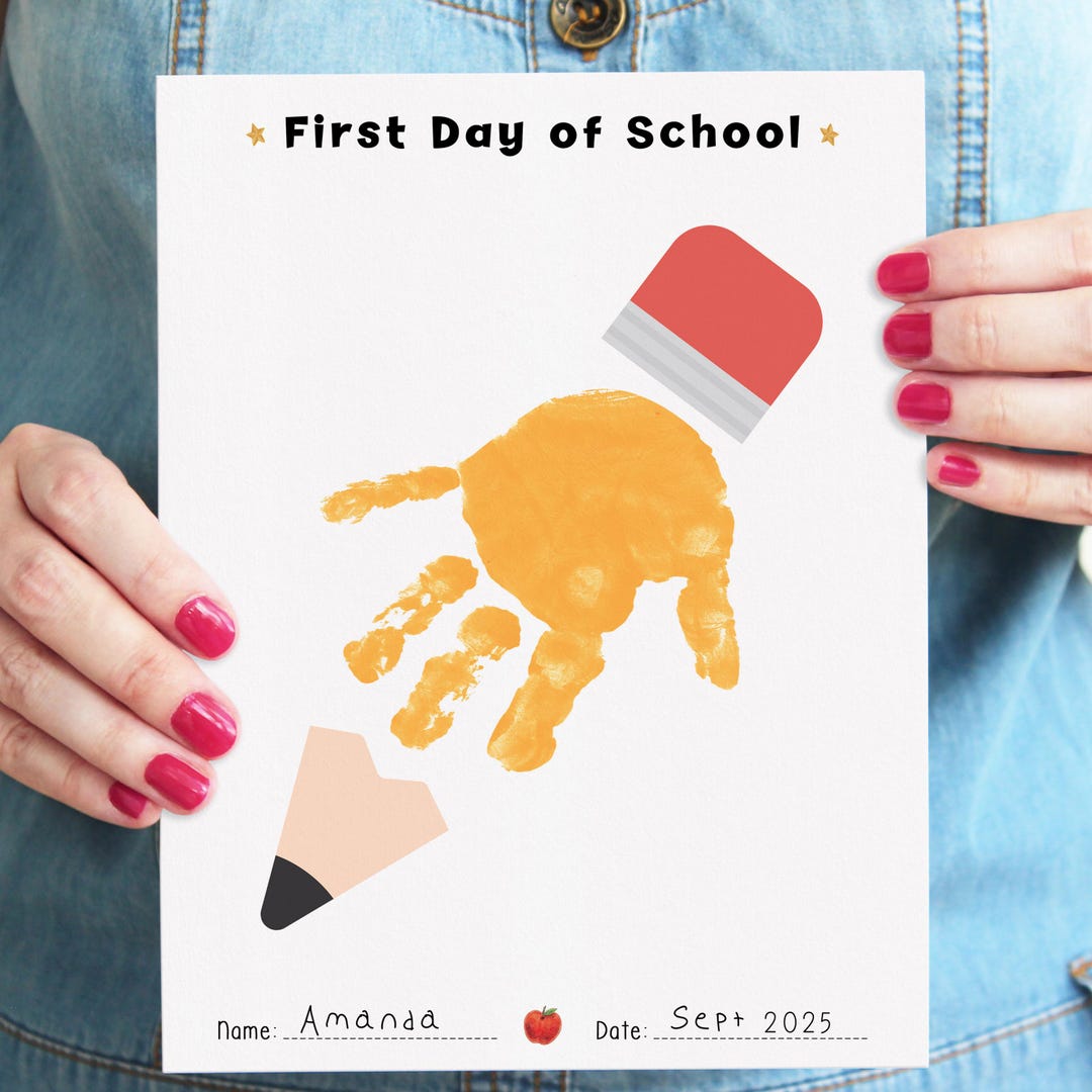 First Day of School Handprint Art: Pencil Keepsake (digital Download ...