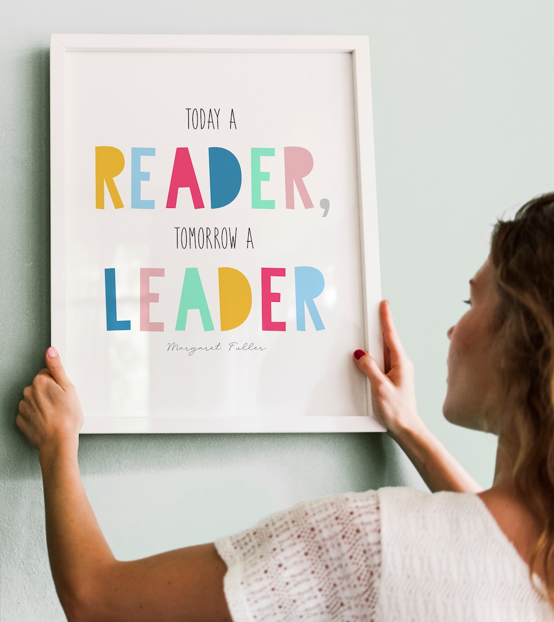 Today a Reader, Tomorrow a Leader, Kids Wall Art, Colorful Educational ...
