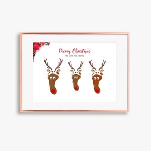 Reindeer Footprint Craft Printable DIY Christmas Art - Etsy