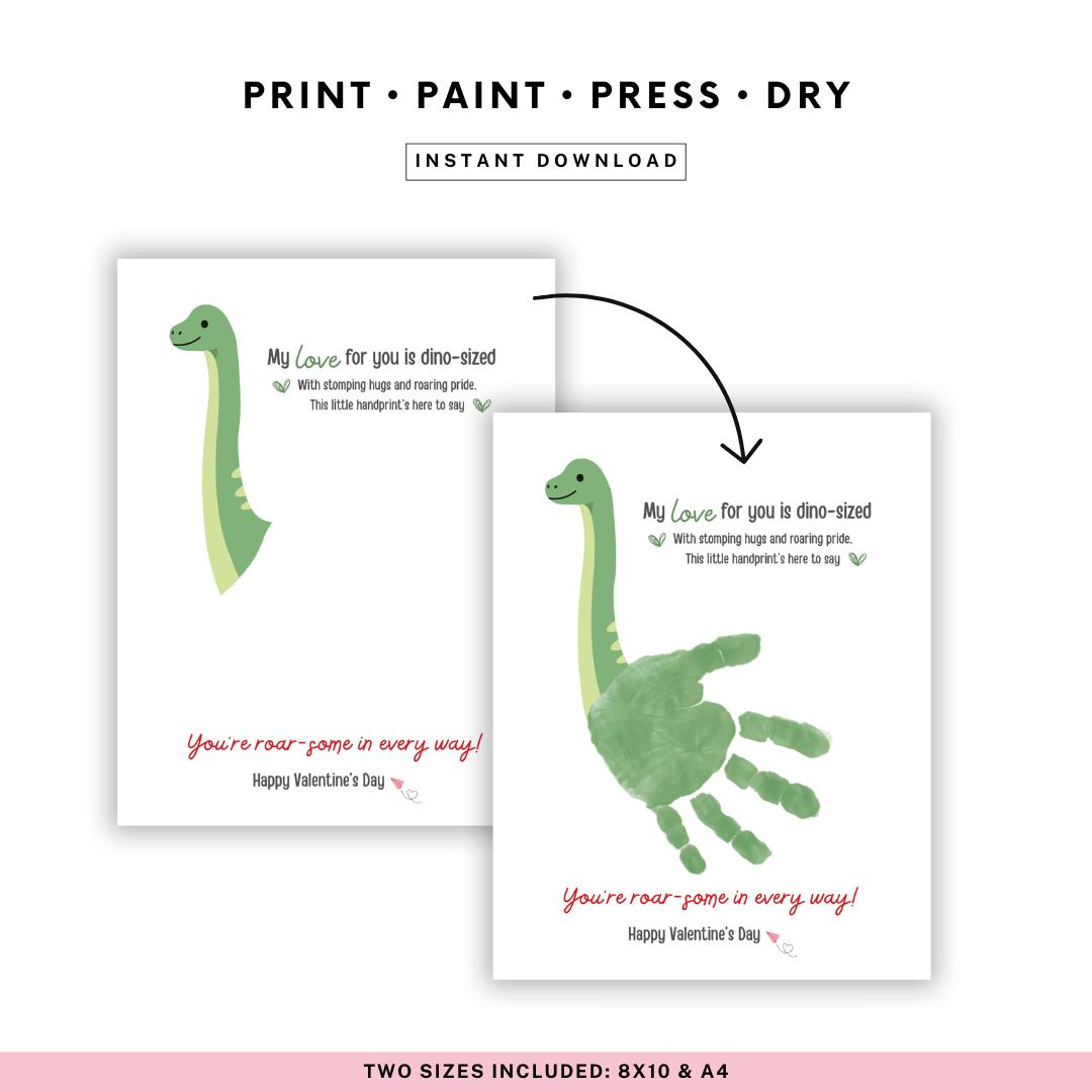 Dinosaur Valentine Handprint Craft | Roarsome Kids Keepsake Printable ...