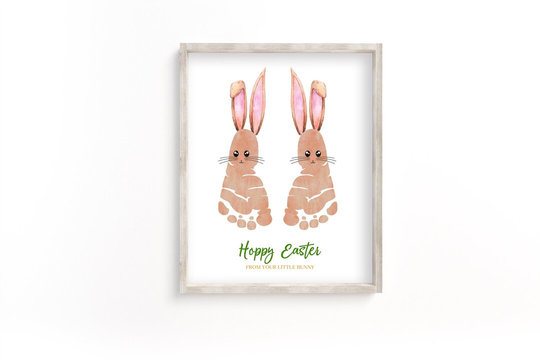 Easter Craft Template, DIY Bunny Footprint, Hoppy Easter, Preschool ...