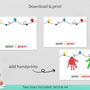 Christmas Handprint Craft, Merry & Bright Holiday Activity, Printable ...