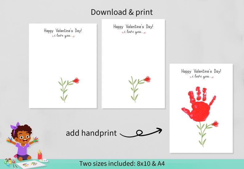Valentine's Day Handprint Flower Craft: DIY Kids Activity (digital ...