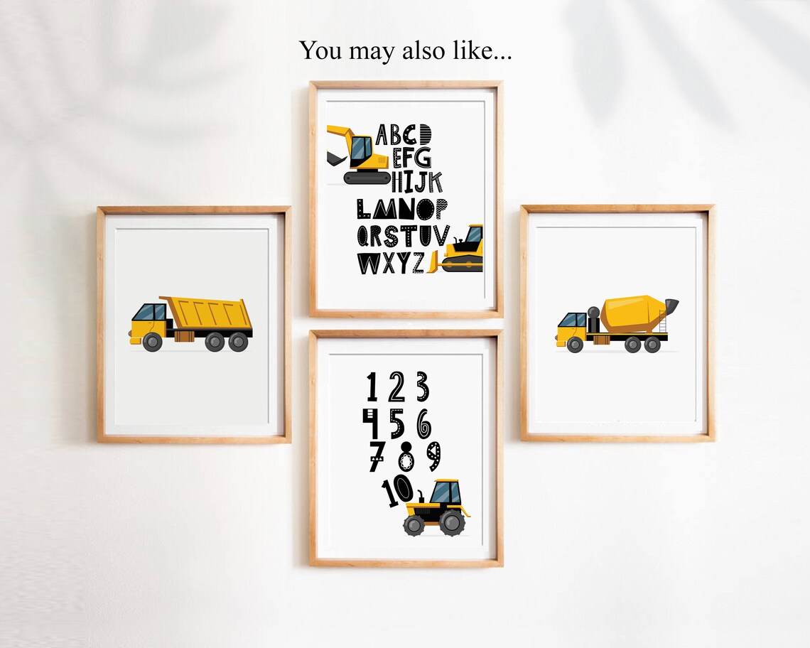 Construction Wall Art Transportation Alphabet Numbers Poster - Etsy