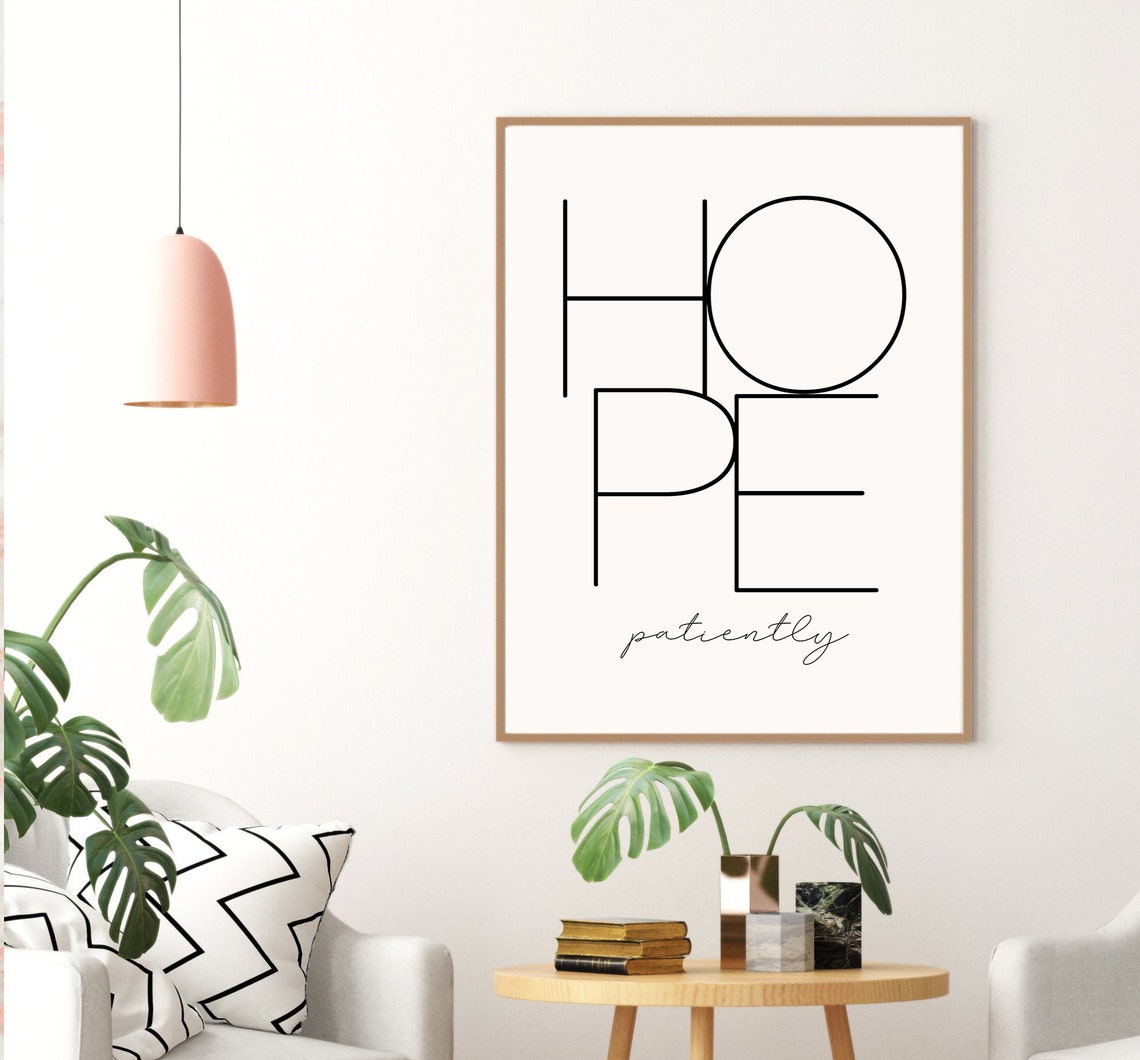 Hope Print Typography Minimalist Poster Scandinavian Wall - Etsy