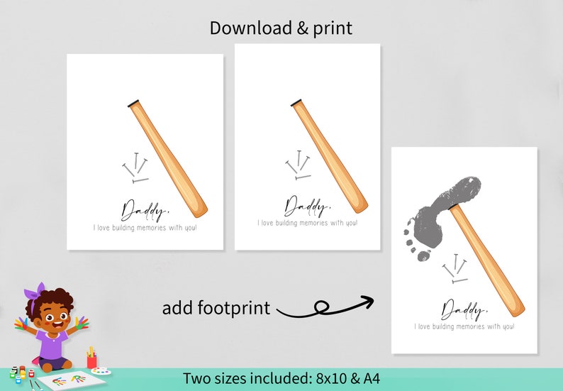 DIY Footprint Father's Day Craft, Printable Keepsake (digital File) - Etsy