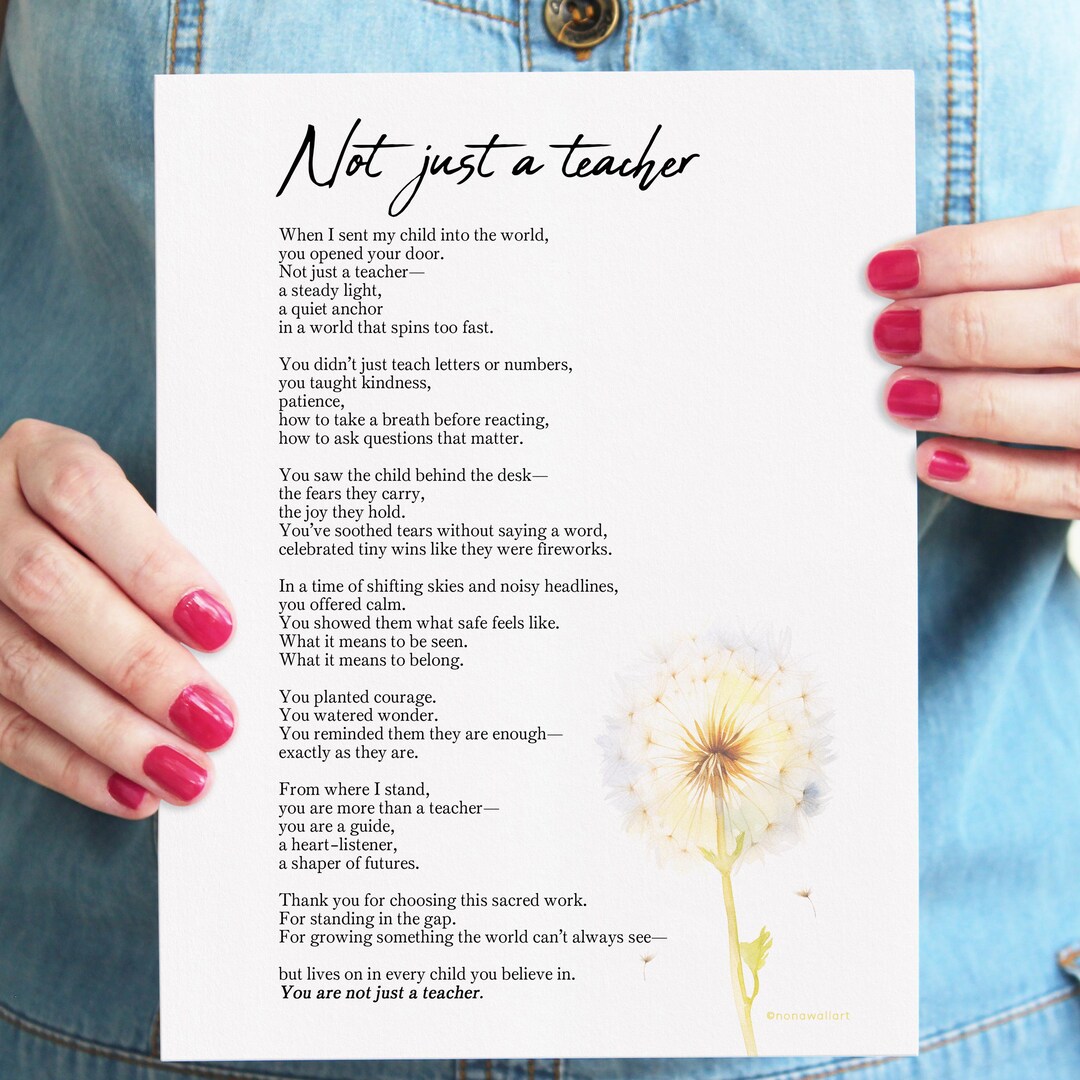 Not Just a Teacher Poem (printable) - Etsy