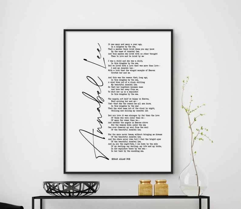 Edgar Allan Poe Wall Art, Printable Poem, Annabel Lee Poster ...