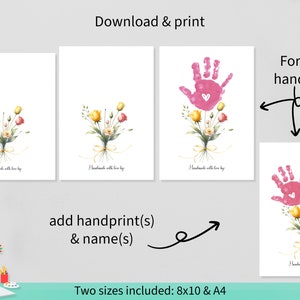 Mother's Day Craft Handprint Art, Handmade With Love Roses Bouquet for ...