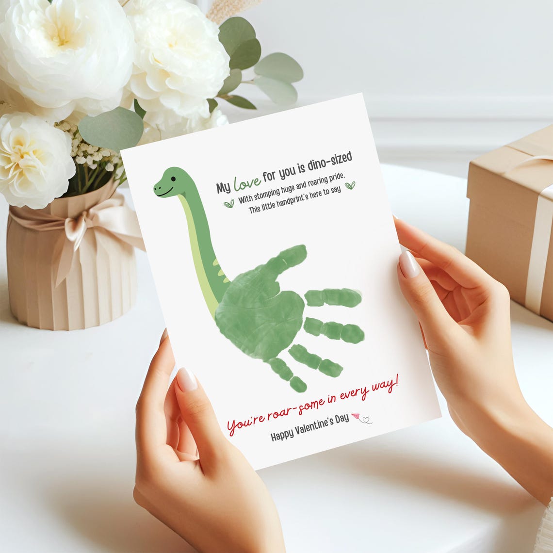 Dinosaur Valentine Handprint Craft | Roarsome Kids Keepsake Printable ...