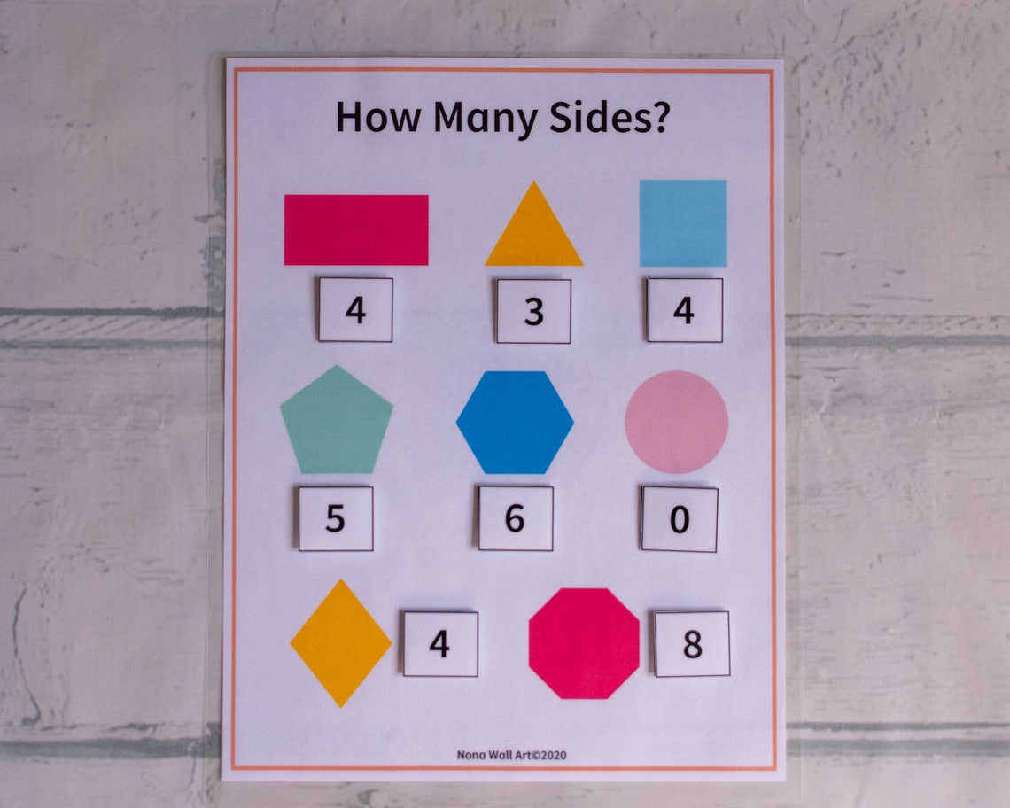 Busy Book Printable Counting Shape Sides Game Homeschool | Etsy