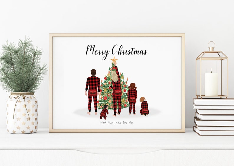 Personalized Christmas Family Portrait Custom Holiday Gift | Etsy