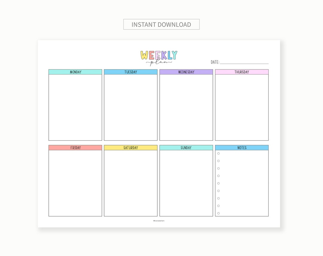Kids Weekly Schedule Printable, Homeschool Planner, Colorful To-do List ...