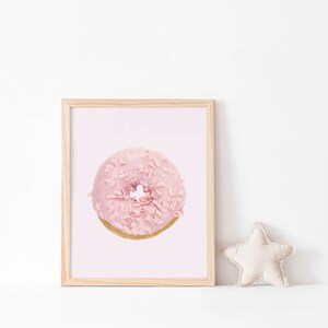 Girls Nursery Wall Art, Pink Donut Poster on Blush Background for ...