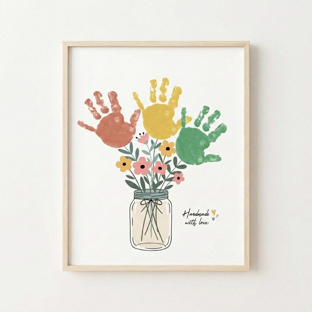 Handprint Flower Bouquet Printable | Mother's Day Keepsake - Etsy