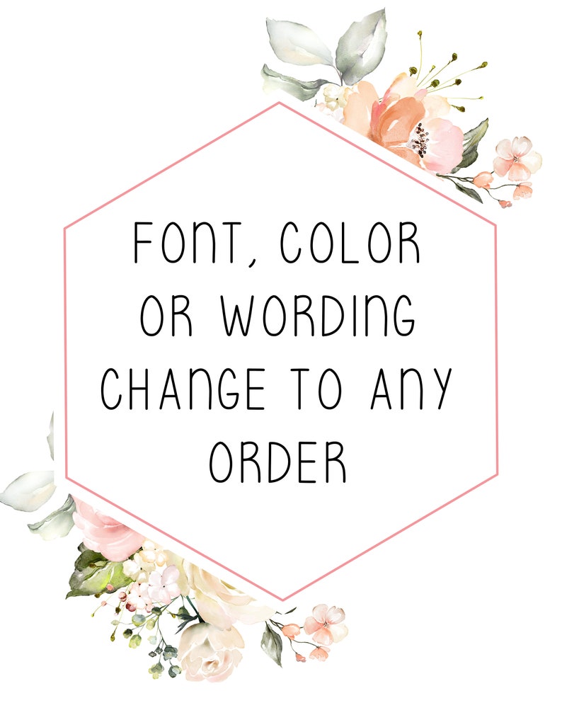 Font, Color, Wording Change or New Size to Any Item. - Etsy