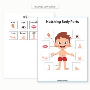 Body Parts Matching Game: Homeschool Learning Activity (digital File ...