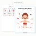 Body Parts Matching Game: Homeschool Learning Activity (digital File ...