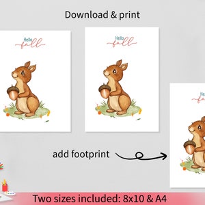 Hello Fall Squirrel Footprint Craft, DIY Autumn Keepsake From Baby ...