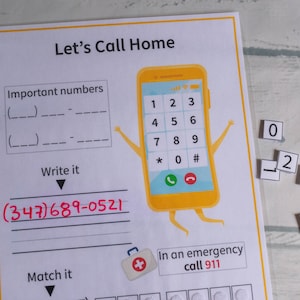 Phone Number Worksheet: Toddler Writing Practice, Homeschool Printable ...