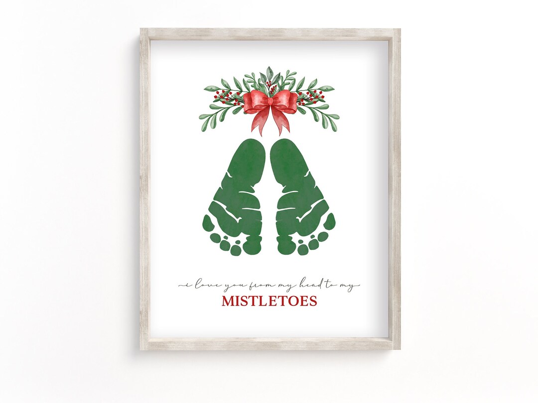 Mistletoe Christmas Footprint Art Craft for Kids - DIY Holiday Keepsake ...