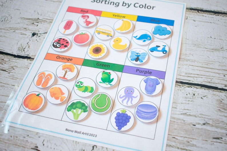 Sorting by Color, Busy Book Printable, Preschool Activity, Homeschool ...