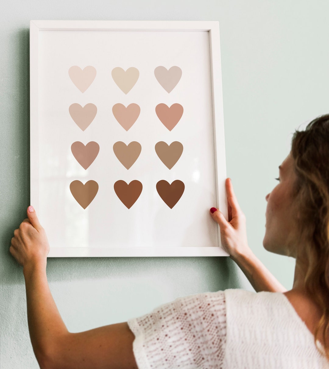 Hearts Printable, Neutral Hearts for Modern Nursery, Living Room or ...