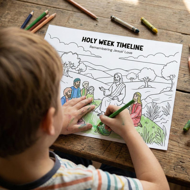 Christian Easter Coloring Pages for Kids | Holy Week Bible Story ...