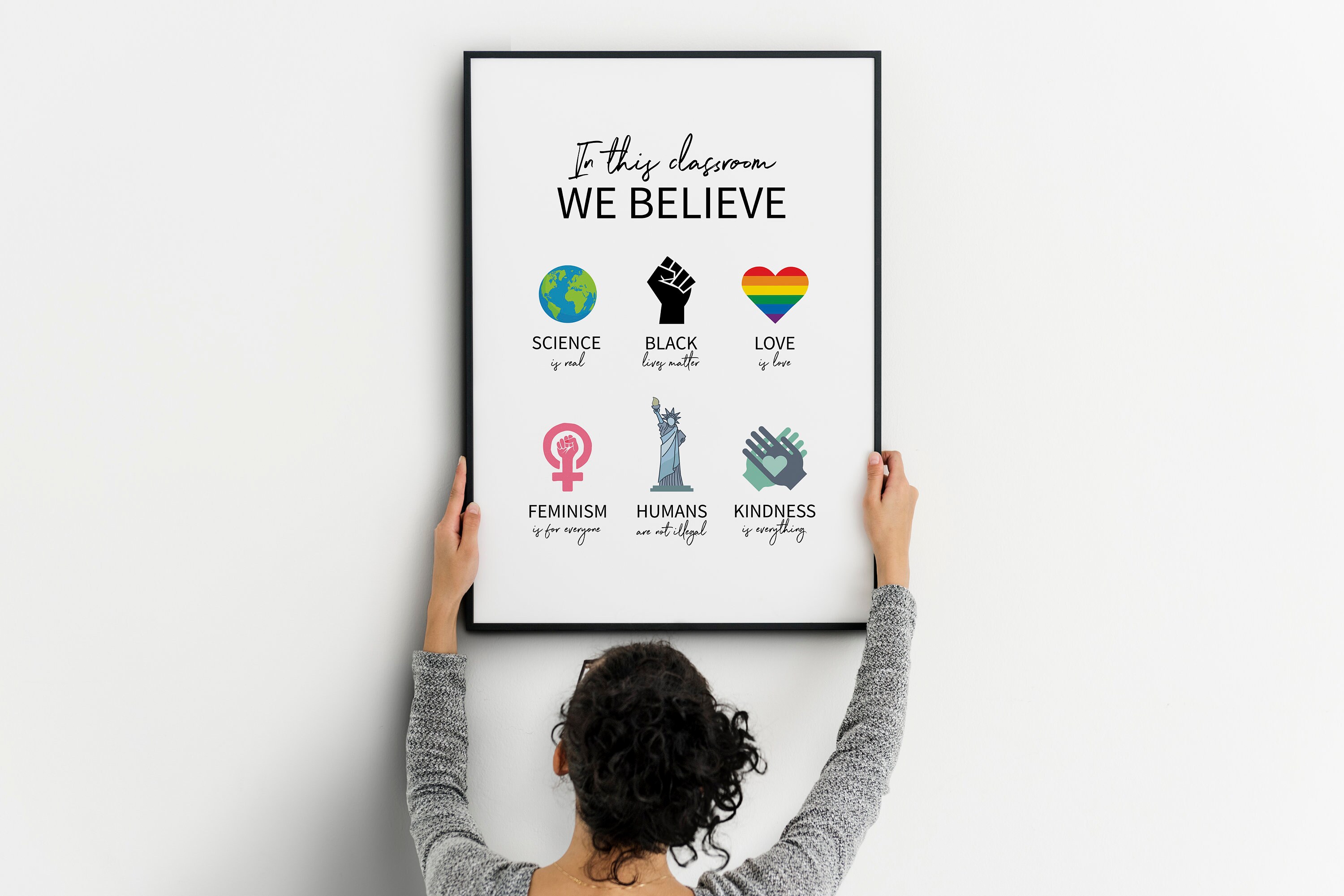 In This Classroom We Believe Equality Wall Art Educational | Etsy