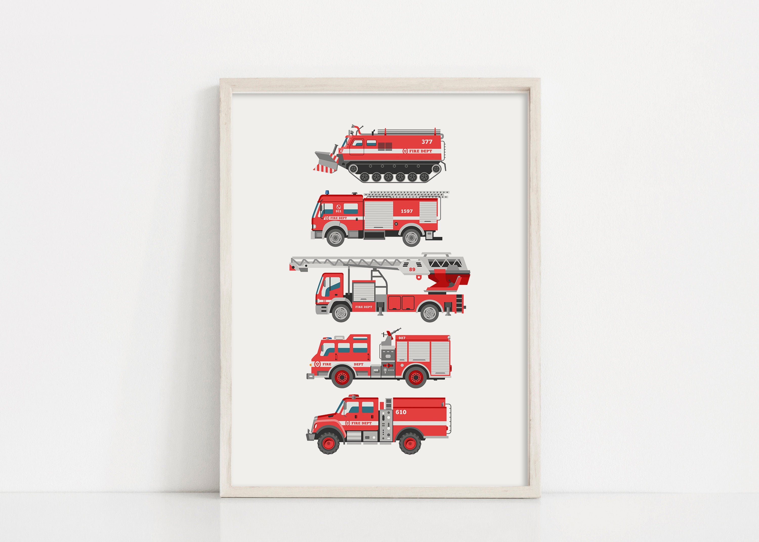 Fire Engines Wall Art Fire Department Print Vehicle | Etsy