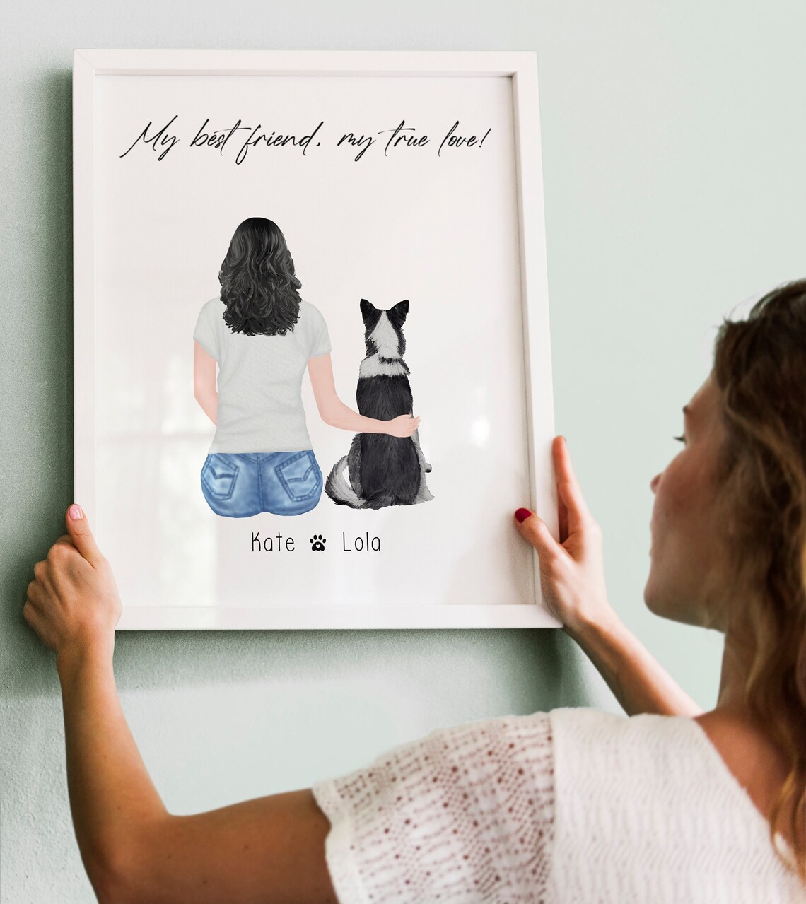 Personalized Dog Print Custom Family Pet Portrait Pet Owner | Etsy