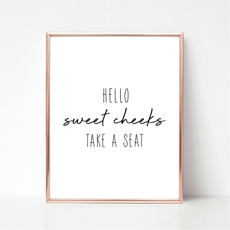 Funny Bathroom Wall Art Hello Sweet Cheeks Printable - Etsy