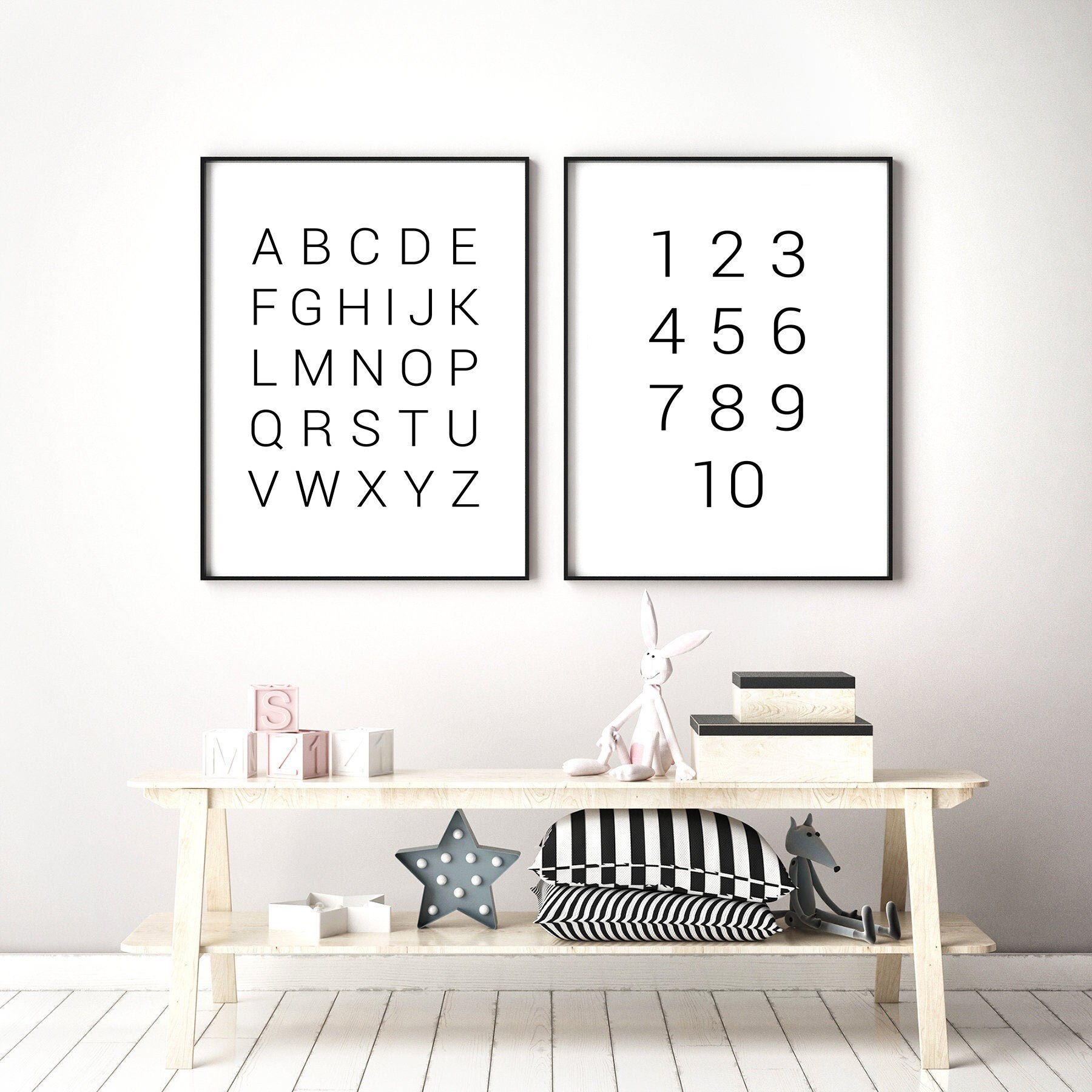 ABC 123 Printable Set of 2 Alphabet and Numbers Print - Etsy