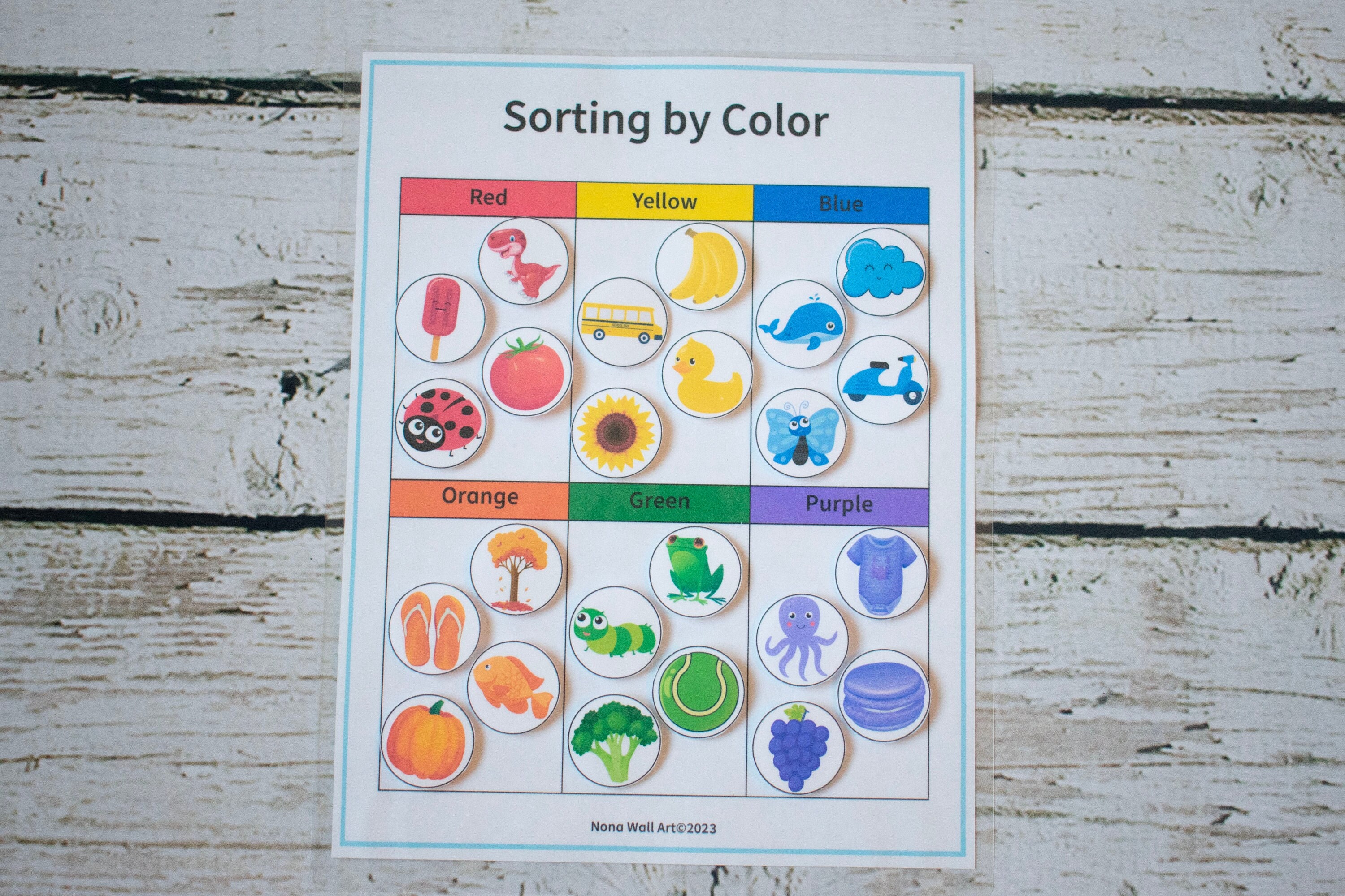 Sorting by Color, Busy Book Printable, Preschool Activity, Homeschool ...