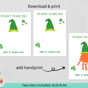 St. Patrick's Day Craft: I'm Lucky to Love You Handprint Template, DIY ...