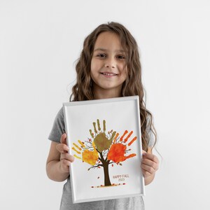 Happy Fall Handprint Craft Printable DIY Autumn Handprint Art - Etsy