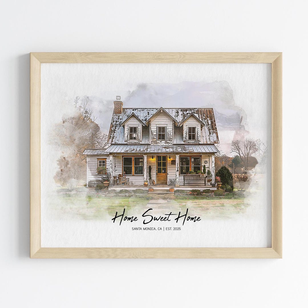 Custom Watercolor House Portrait: Personalized Home Print (digital File ...