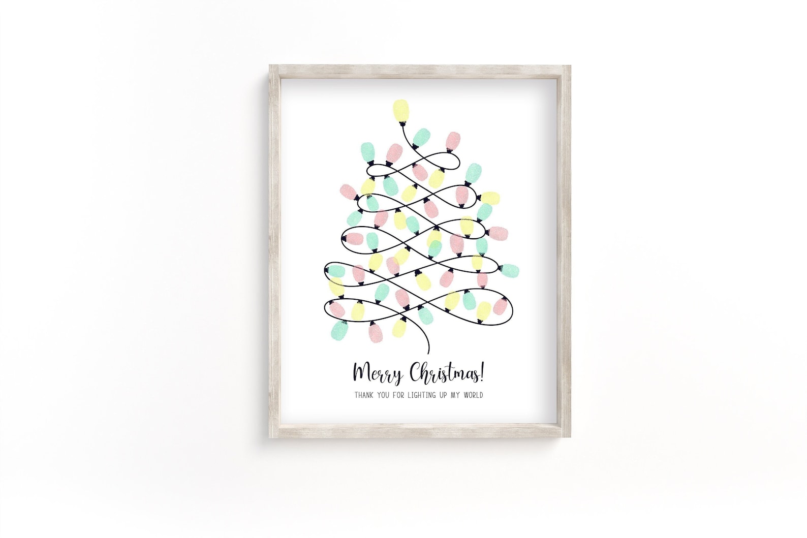Merry Christmas Fingerprint Craft, DIY Holiday Art, Printable Keepsake ...