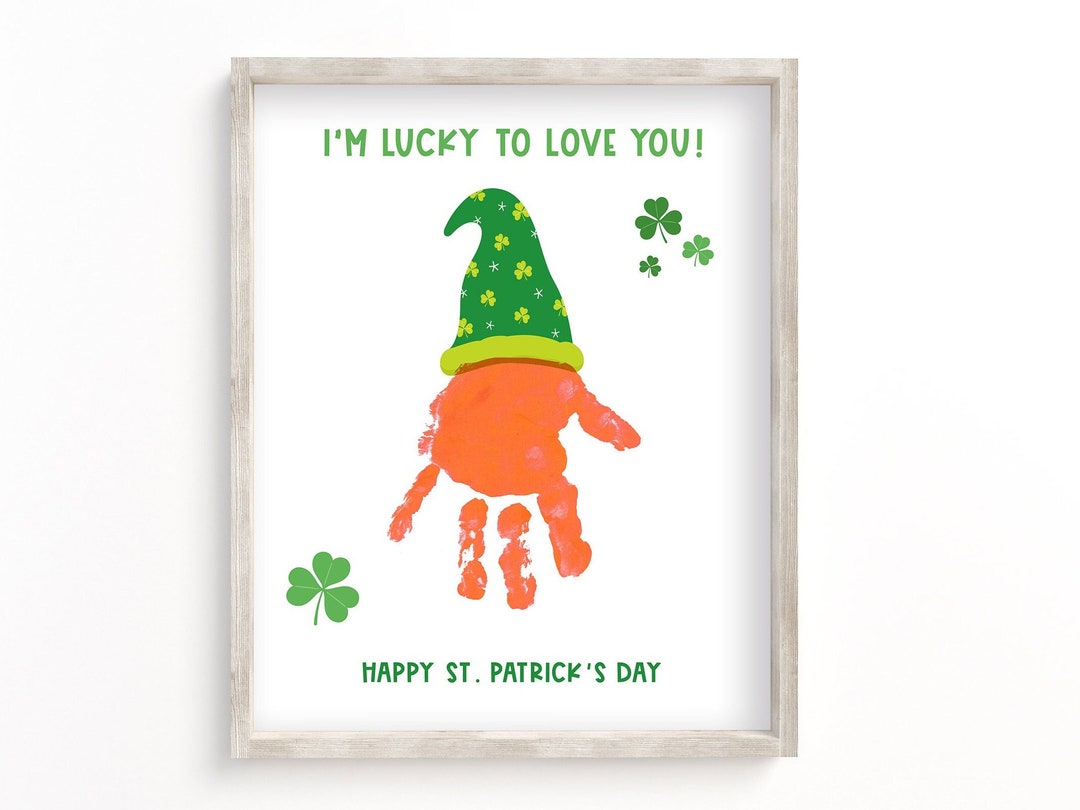 St. Patrick's Day Craft: I'm Lucky to Love You Handprint Template, DIY ...
