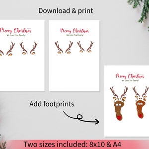Reindeer Footprint Craft, Printable DIY Christmas Art, Footprint Art ...