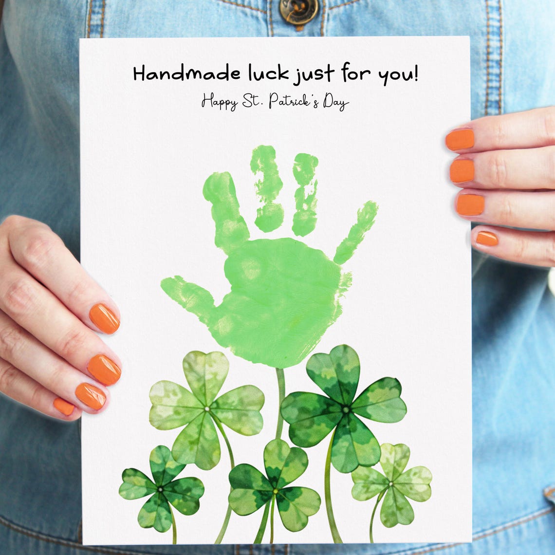 Handprint St. Patrick’s Day Printable | Lucky Clover DIY Craft (digital ...
