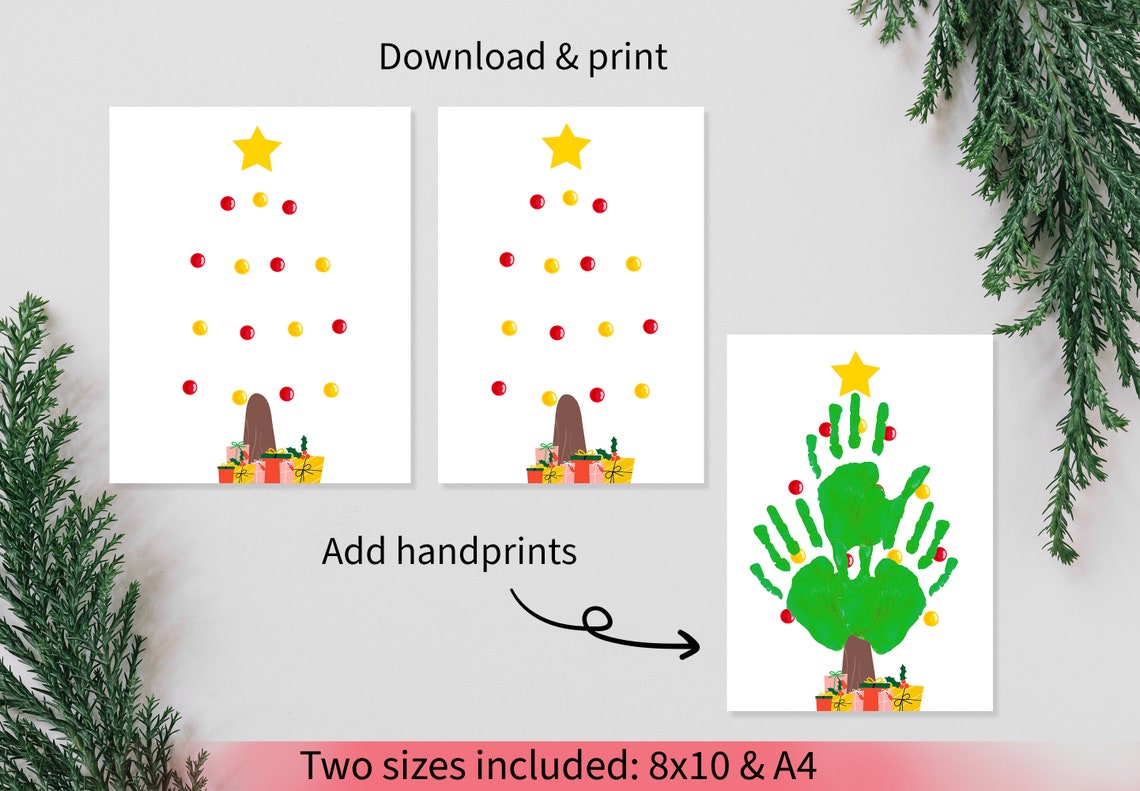 Holidays Handprint Craft, Printable DIY Christmas Art, Handprint Art ...