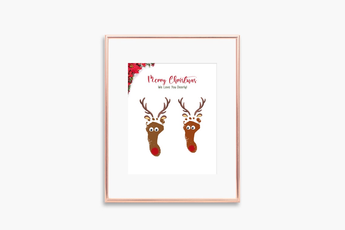 Reindeer Footprint Craft Printable DIY Christmas Art - Etsy