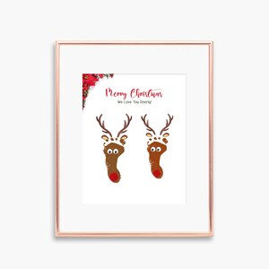 Reindeer Footprint Craft Printable DIY Christmas Art - Etsy