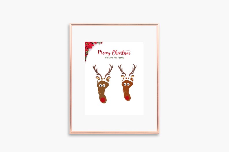 Reindeer Footprint Craft Printable DIY Christmas Art - Etsy