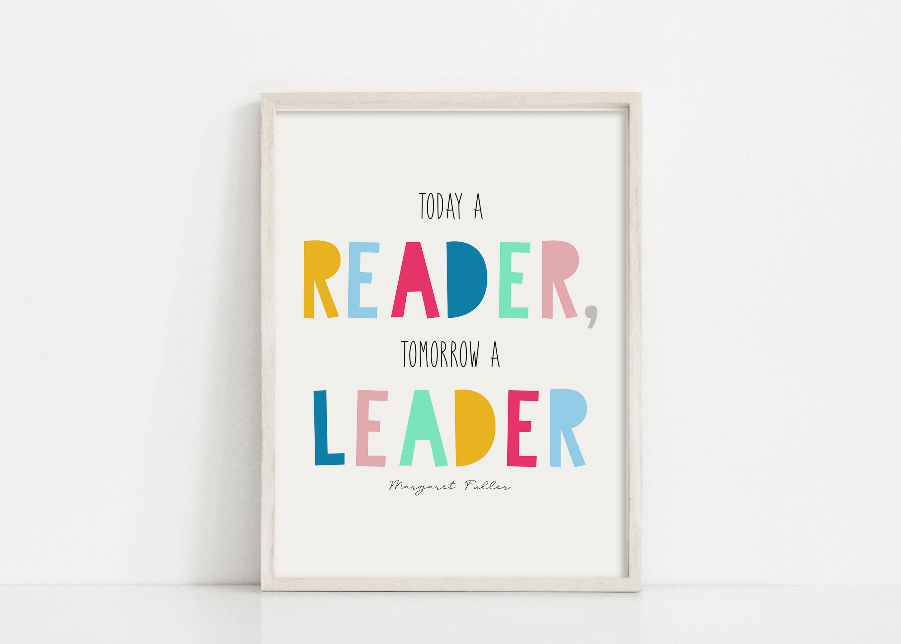 Today a Reader Tomorrow a Leader Kids Wall Art Colorful - Etsy