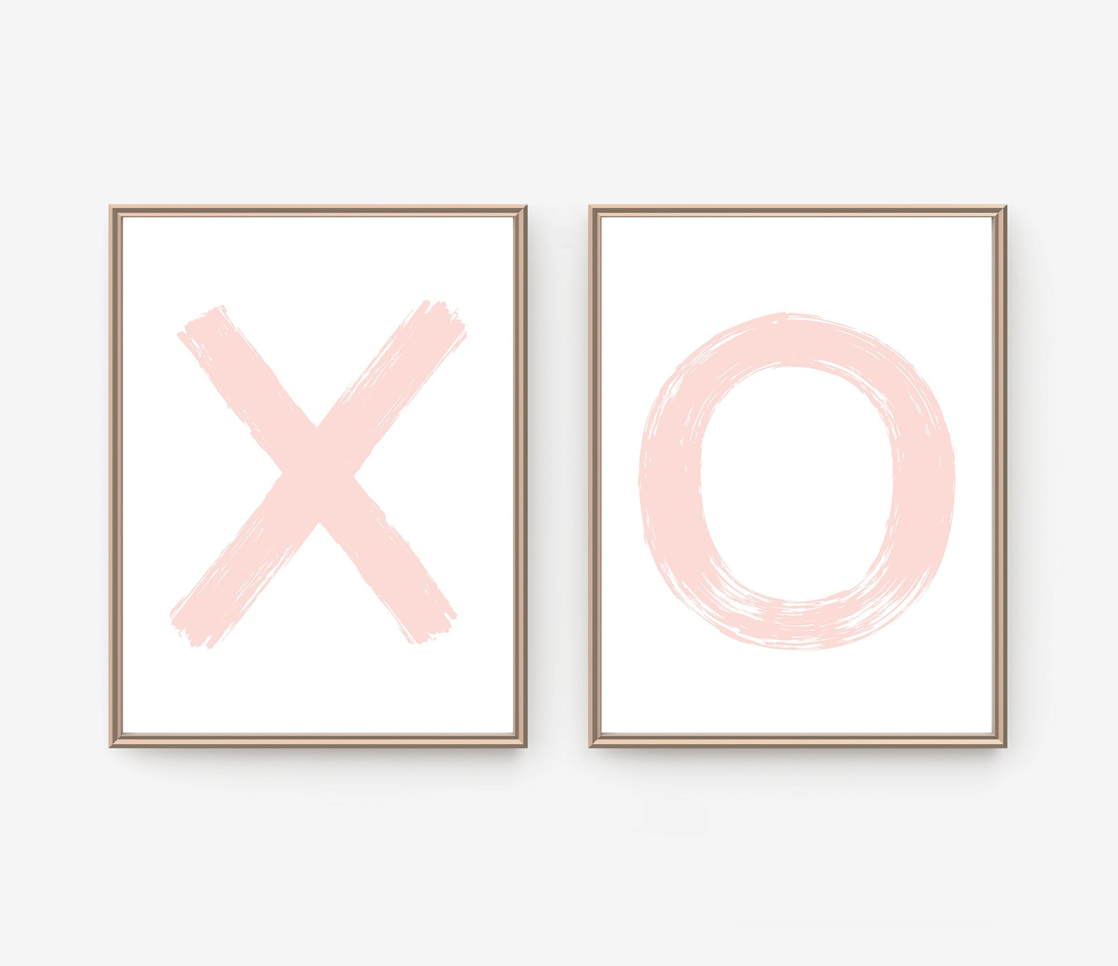X O Wall Art Set of 2 Blush Pink XO Hugs and Kisses Poster - Etsy