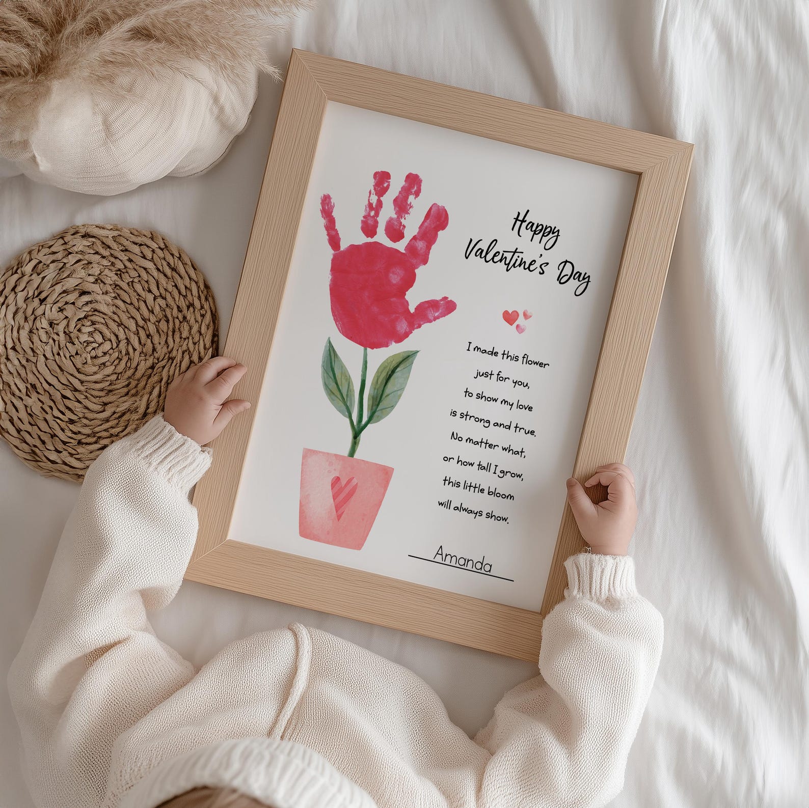 Valentine’s Day Handprint Craft for Kids – Flower Pot Poem (printable ...